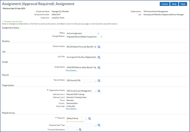 Manager Self Service -Assignment Changes